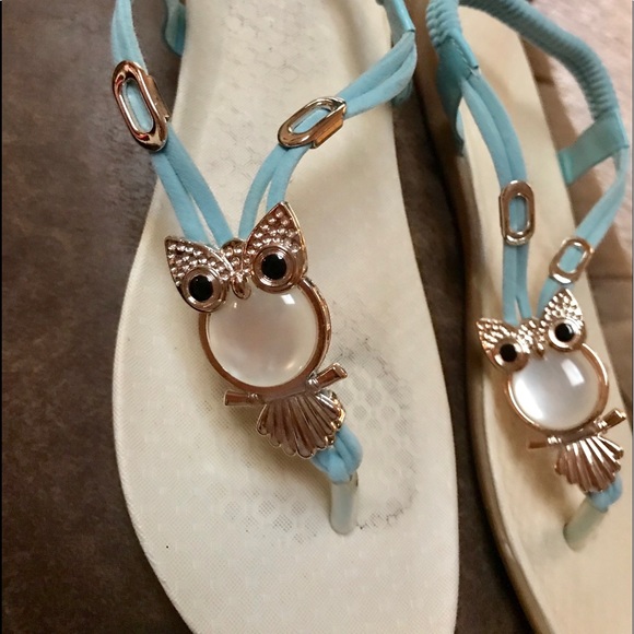 Shoes | Baby Blue Thong Sandals With Owl | Poshmark